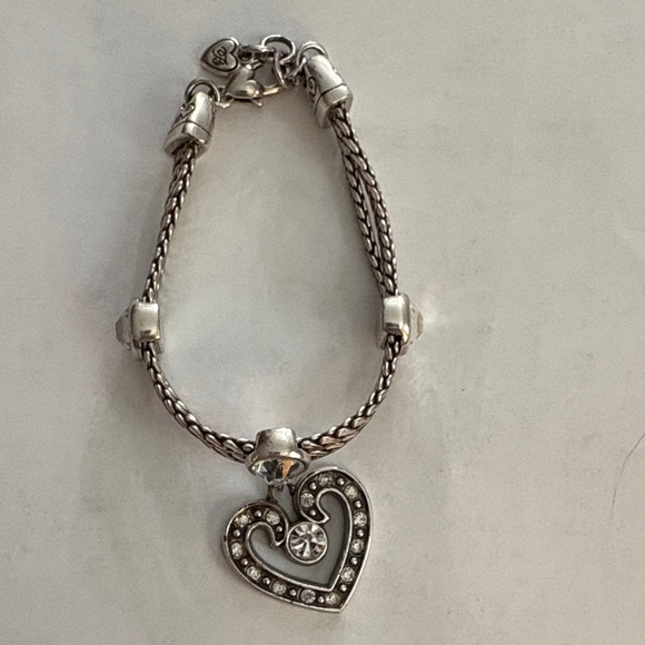 Brighton | Jewelry | Brighton Silver Heart Charm Bracelet | Poshmark
